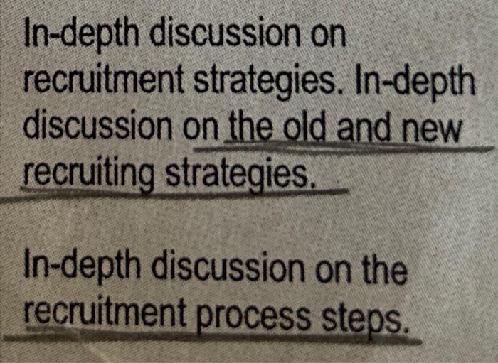 Solved In-depth discussion on recruitment strategies. | Chegg.com