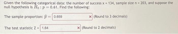 Solved Given the following categorical data: the number of | Chegg.com