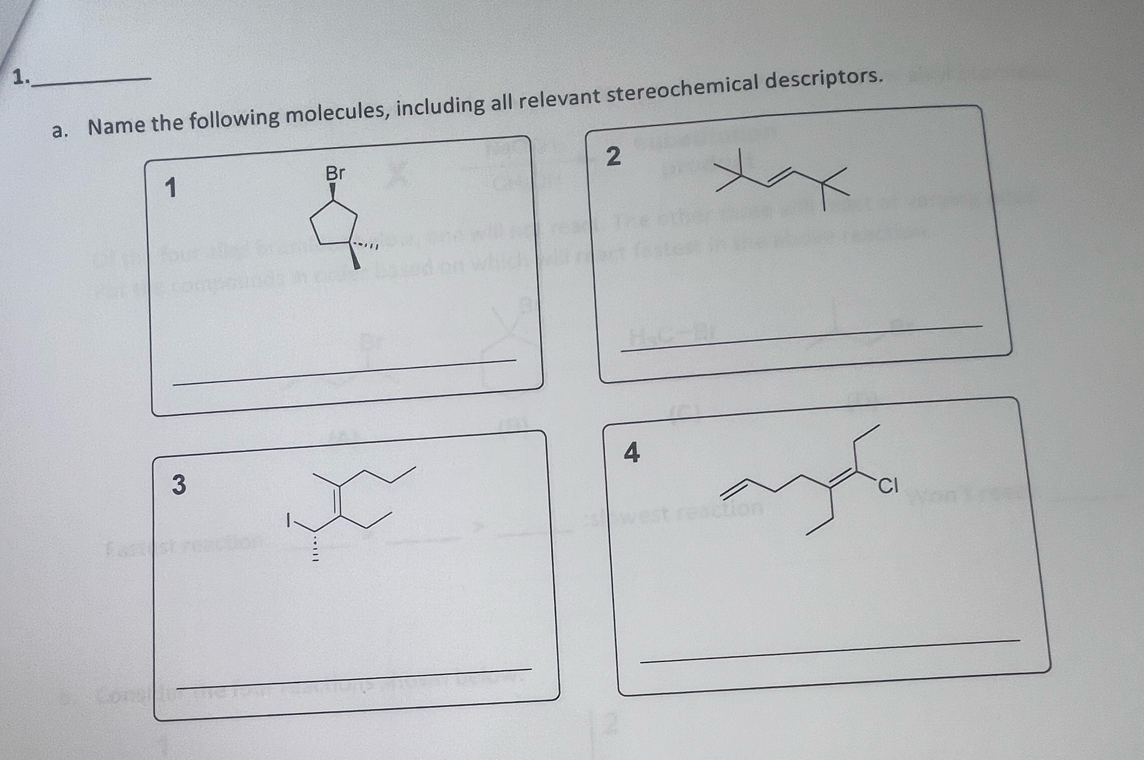 Solved a. ﻿Name the following molecules, including all | Chegg.com
