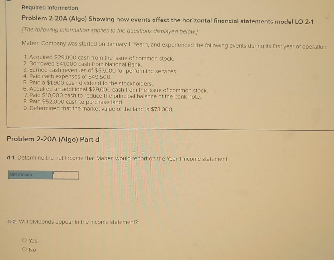 Solved Requlred Informatlon Problem 2-20A (Algo) Showing how | Chegg.com