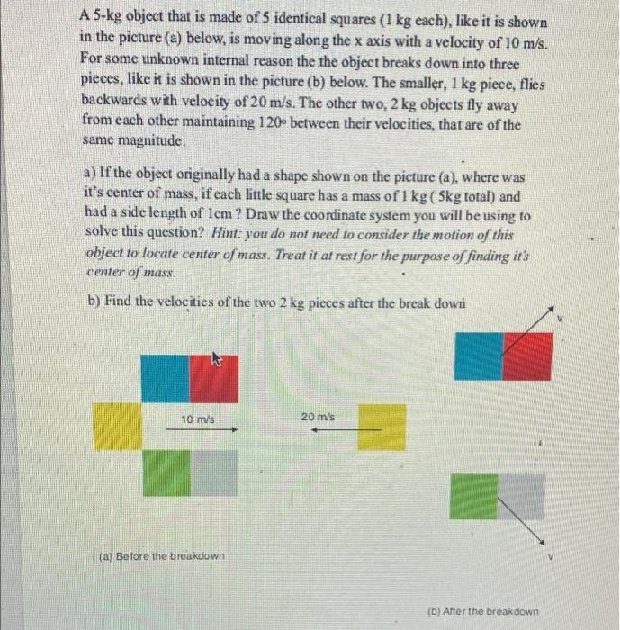 Solved A 5-kg object that is made of 5 identical squares (1 | Chegg.com