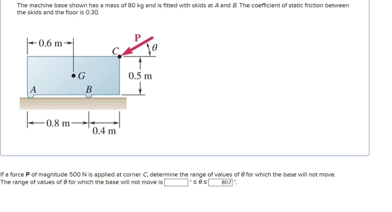Solved The machine base shown has a mass of 80 ﻿kg and is | Chegg.com