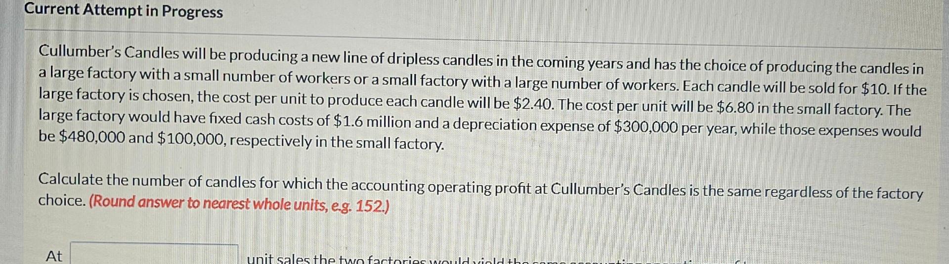 Solved Current Attempt in ProgressCullumber's Candles will | Chegg.com