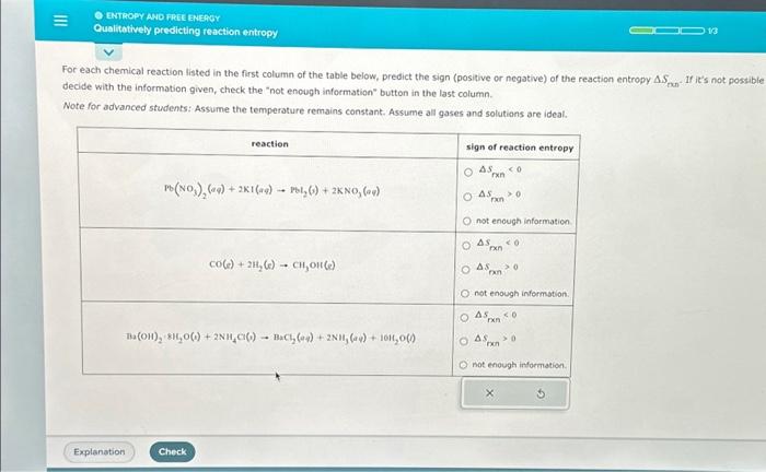 Solved For each chemical reaction listed in the first column | Chegg.com