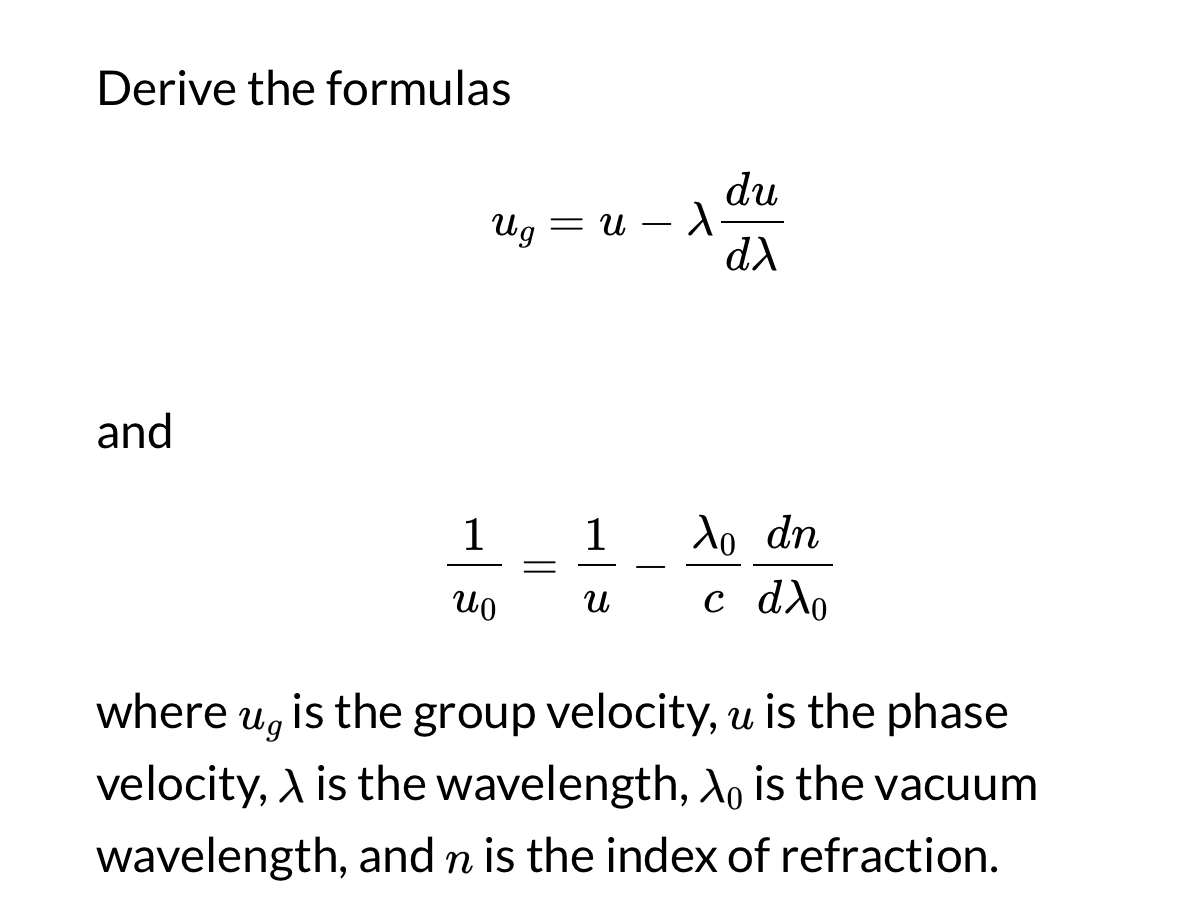 Solved Derive the formulasug=u-λdudλand1u0=1u-λ0cdndλ0where | Chegg.com