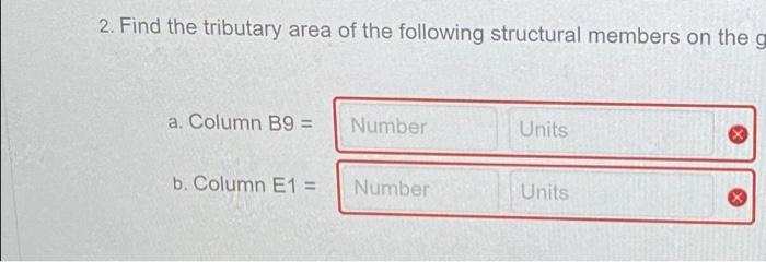 Solved 1. Find the tributary width (m) of the following | Chegg.com