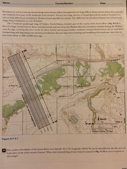 Solved Name: Course/Section: Date: Escarpments and terraces | Chegg.com