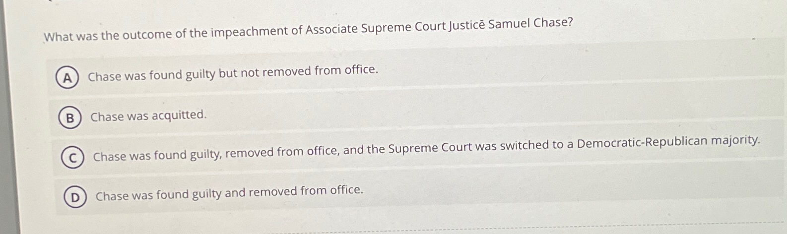 Solved What was the outcome of the impeachment of Associate | Chegg.com