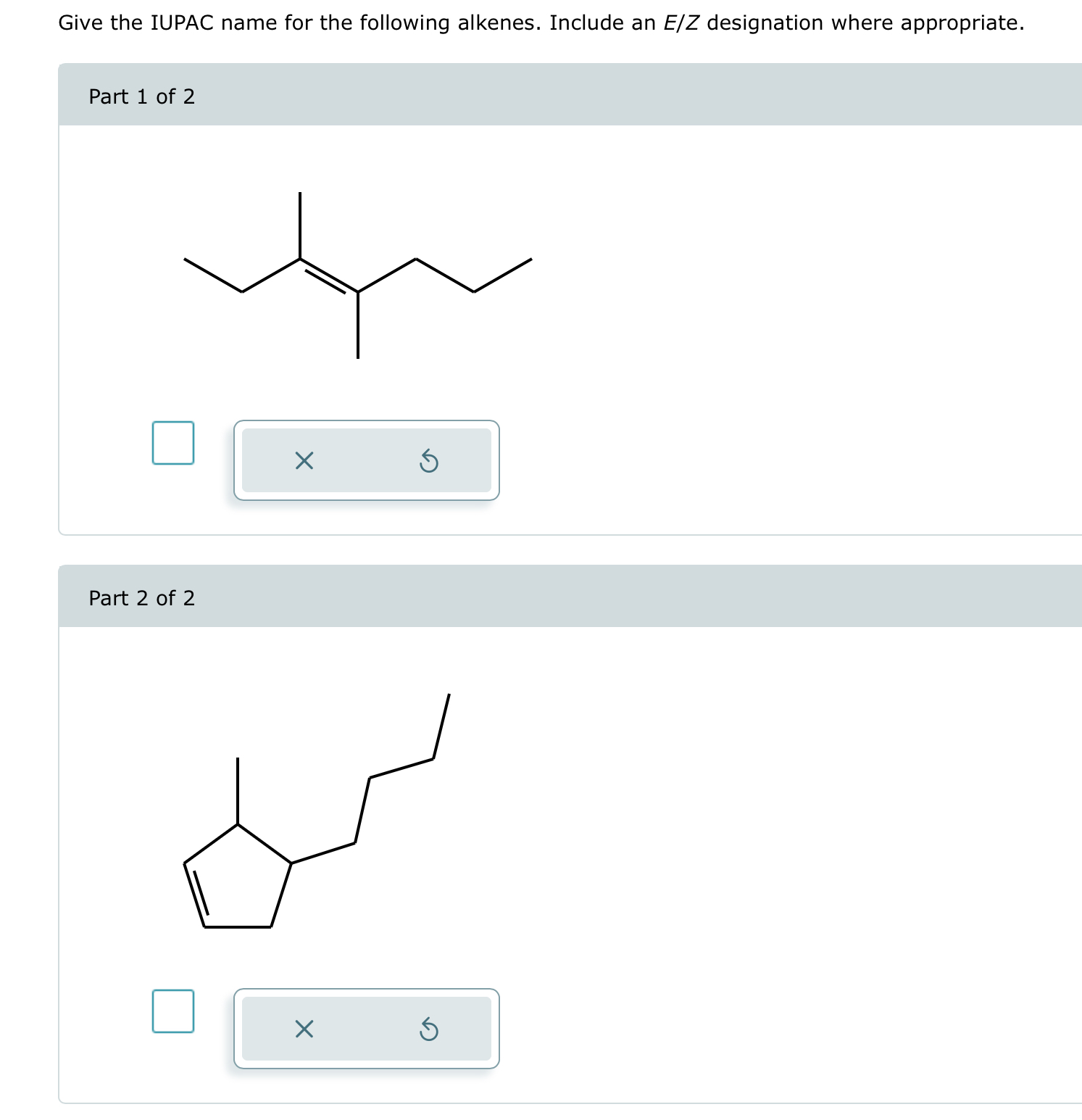 Solved Give the IUPAC name for the following alkenes. | Chegg.com