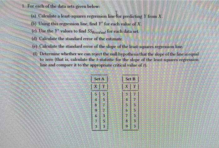 Solved 1. For each of the data sets given below: (a) | Chegg.com