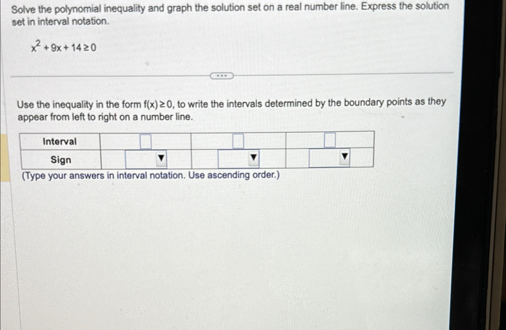 Solved Solve the polynomial inequality and graph the | Chegg.com