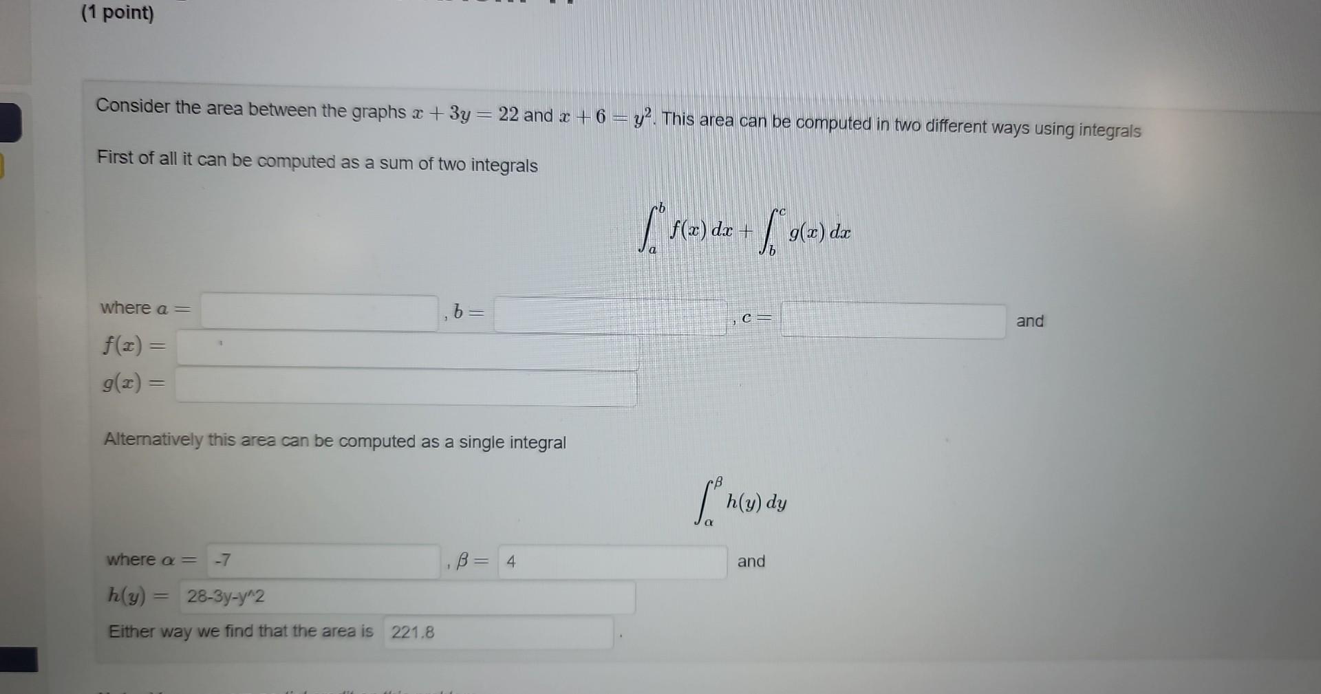 Consider the area between the graphs x+3y=22 and | Chegg.com