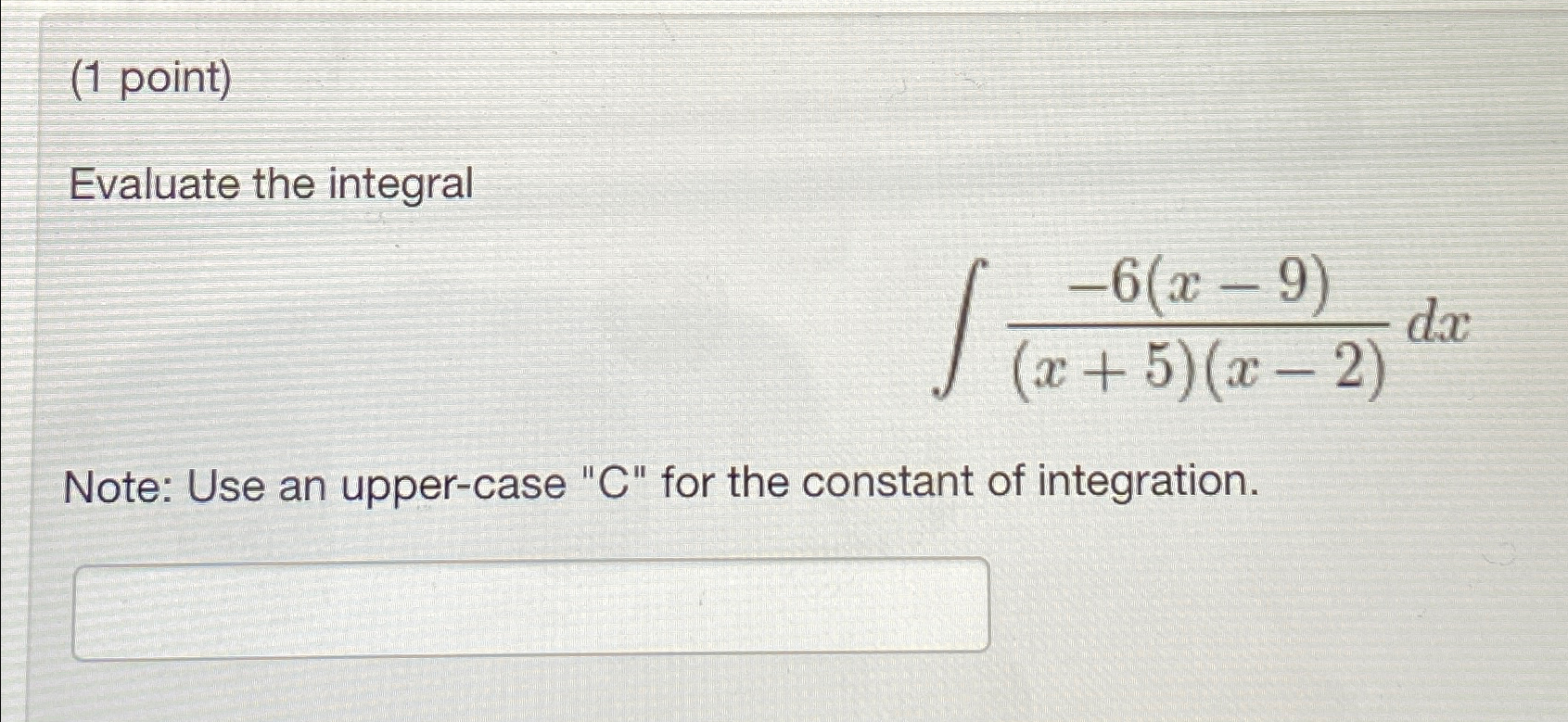 Solved (1 ﻿point)Evaluate the | Chegg.com