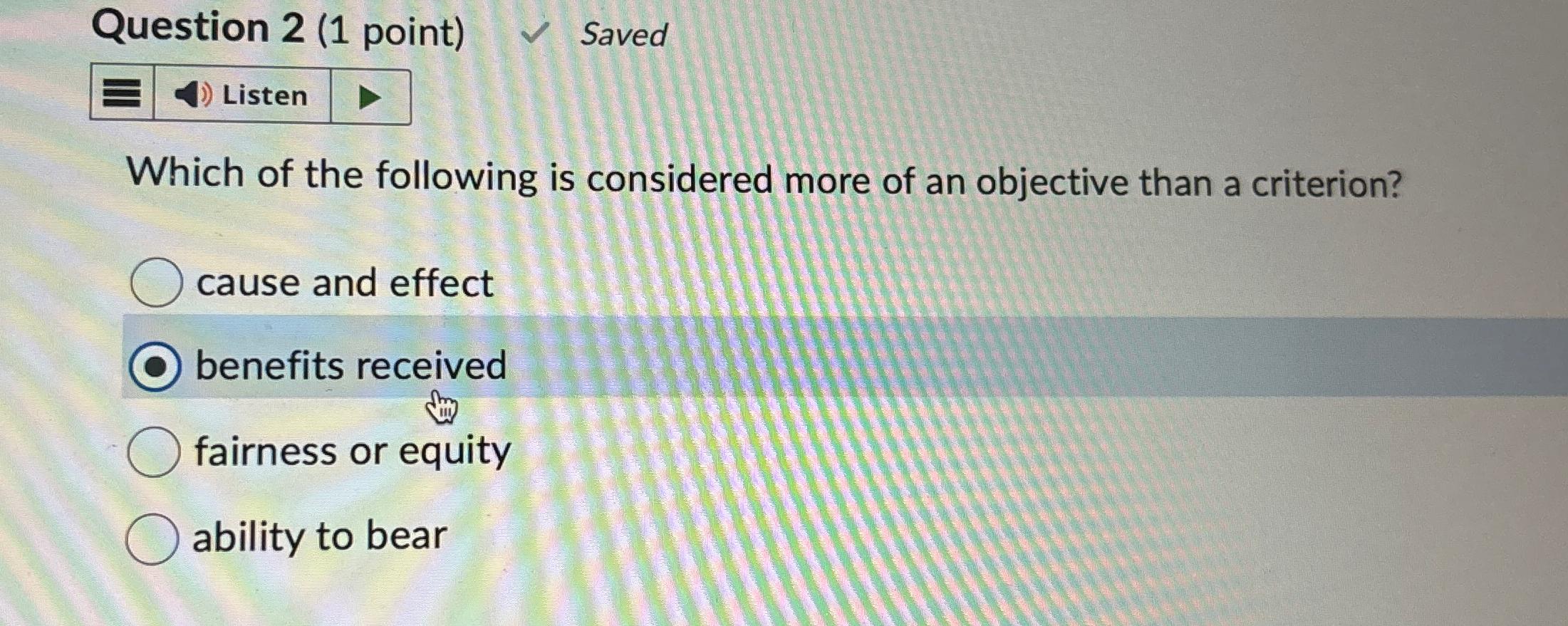 Solved Question 2 (1 ﻿point) ﻿SavedWhich of the following | Chegg.com
