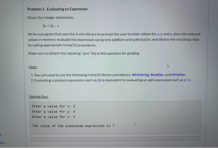 using the Irvine32 library from "assembly language | Chegg.com