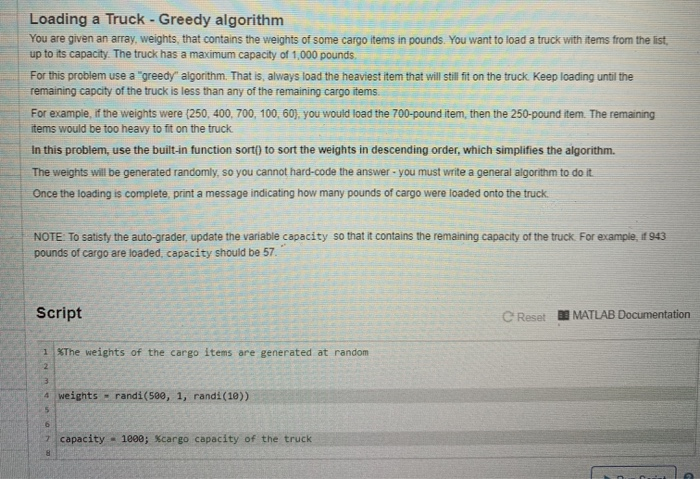 Solved Loading a Truck - Greedy algorithm You are given an | Chegg.com