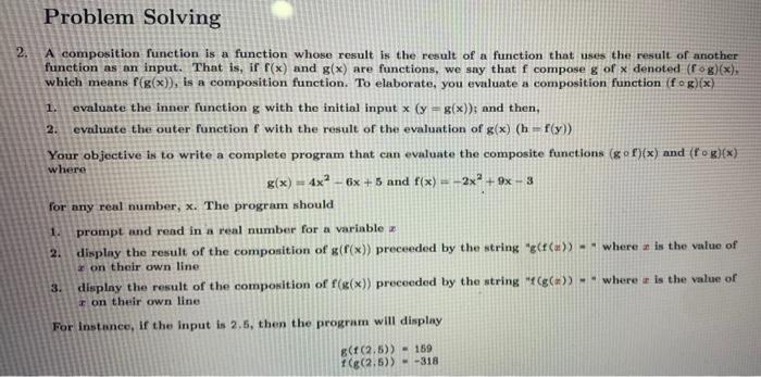 Solved Problem Solving 2. A composition function is a | Chegg.com
