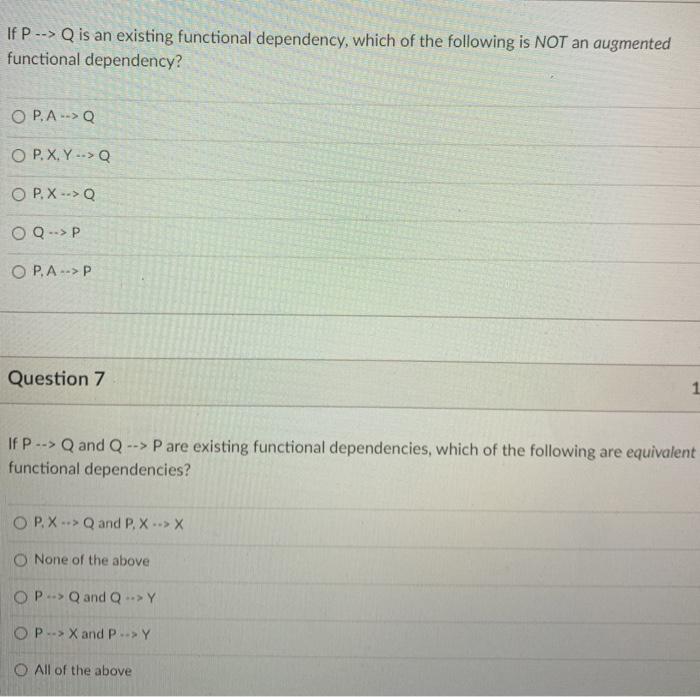 Solved If P --> Q is an existing functional dependency, | Chegg.com
