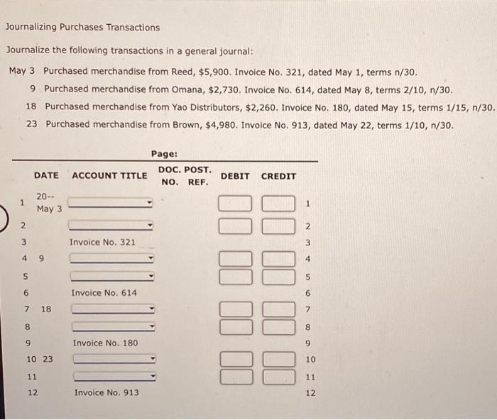 Solved Journalizing Purchases Transactions Journalize the | Chegg.com