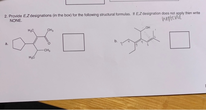 Solved 2. Provide E.Z designations in the box) for the | Chegg.com