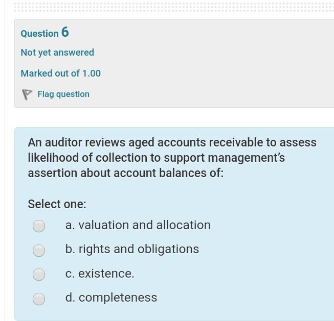 Solved Question 6 Not yet answered Marked out of 1.00 Flag | Chegg.com