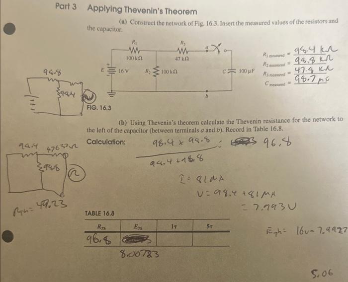 Solved Applying Thevenin's Theorem (a) Construct the network | Chegg.com