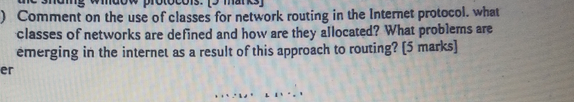 Solved Comment on the use of classes for network routing in | Chegg.com