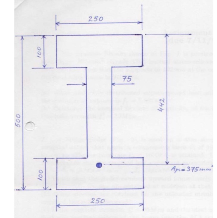 Solved 1. The concrete I-beam shown in Fig. 1 is prestressed | Chegg.com
