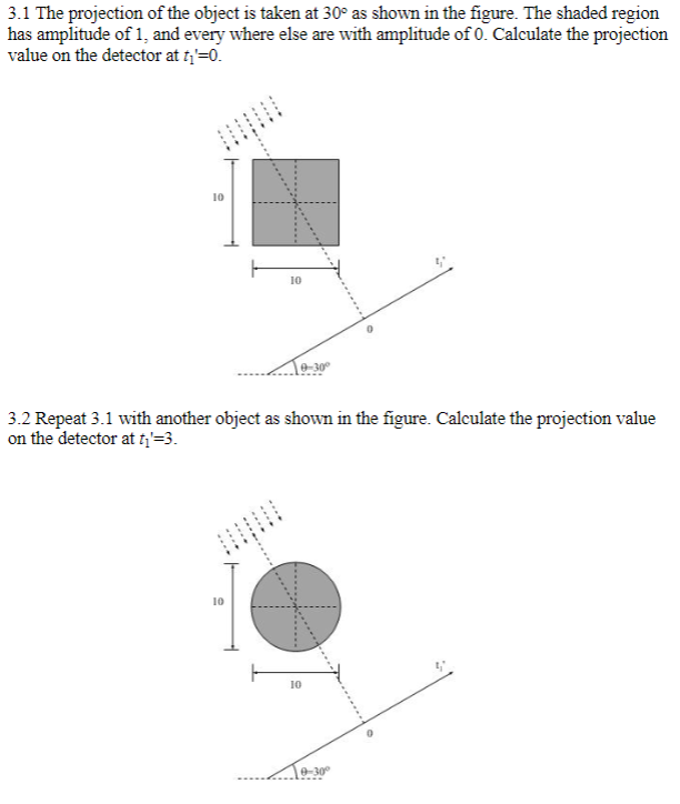 Solved 3.1 ﻿The projection of the object is taken at 30° ﻿as | Chegg.com