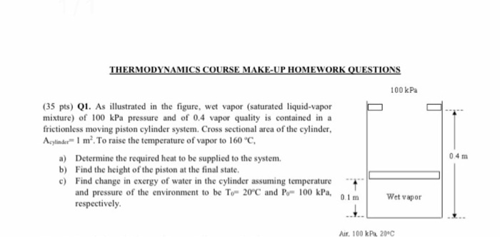 Solved THERMODYNAMICS COURSE MAKE-UP HOMEWORK QUESTIONS 100 | Chegg.com