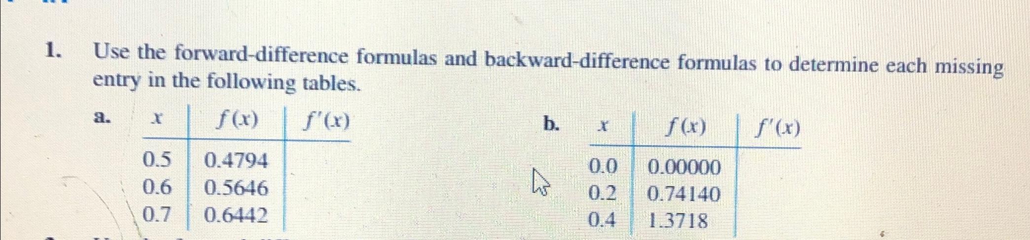 Solved Use the forward-difference formulas and | Chegg.com
