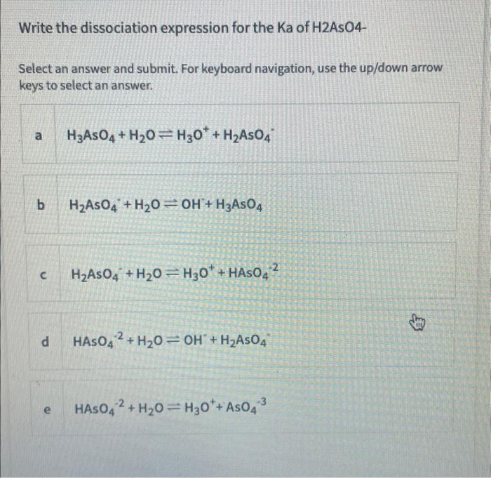 Solved Write the dissociation expression for the Ka of | Chegg.com