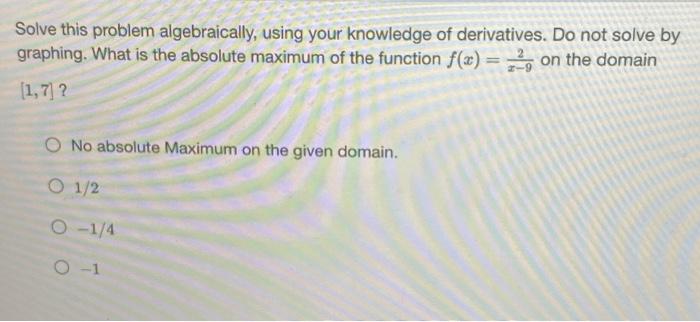 Solved Solve this problem algebraically, using your | Chegg.com