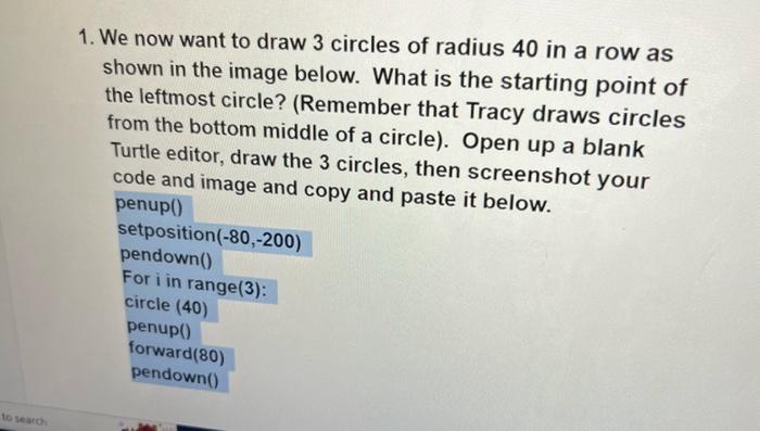 1. Open up a blank Turtle editor and write code to | Chegg.com