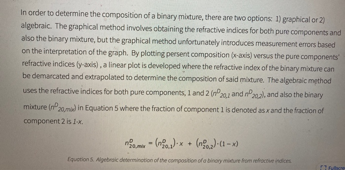 Solved In order to determine the composition of a binary | Chegg.com