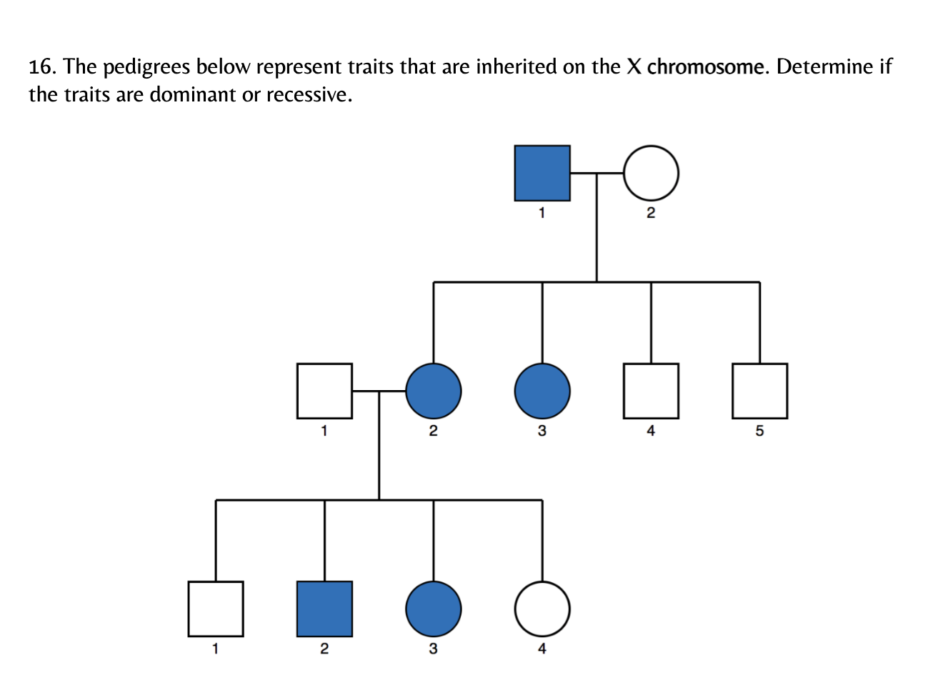 Solved The pedigrees below represent traits that are | Chegg.com