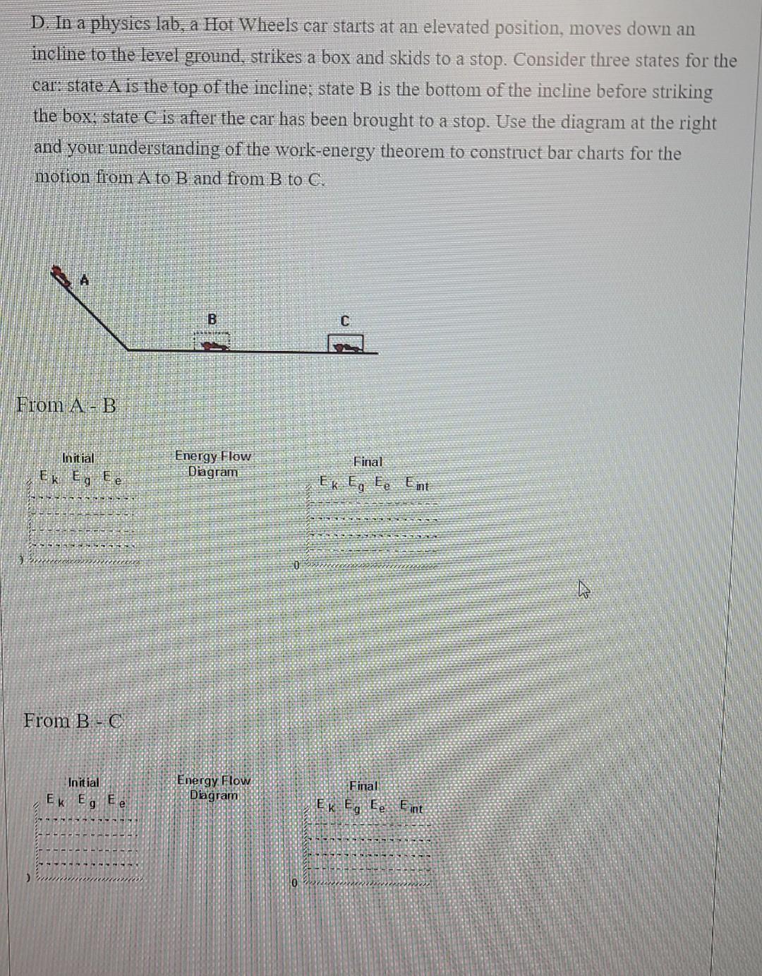 Solved D. In a physics ab, a Hot Wheels car starts at an | Chegg.com