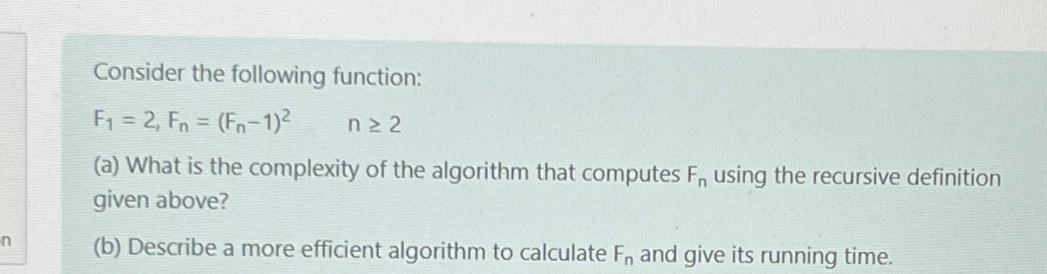 Solved Consider the following | Chegg.com