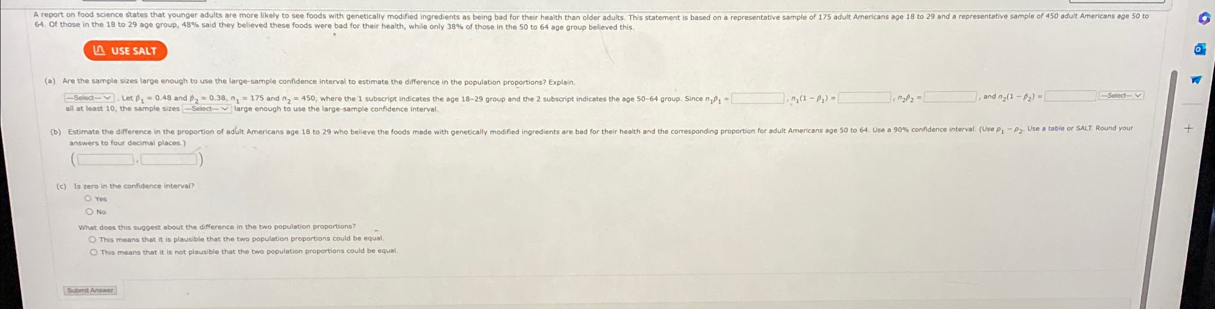 Solved Of those in the 18 ﻿to 29 ﻿age group, 48% ﻿said they | Chegg.com