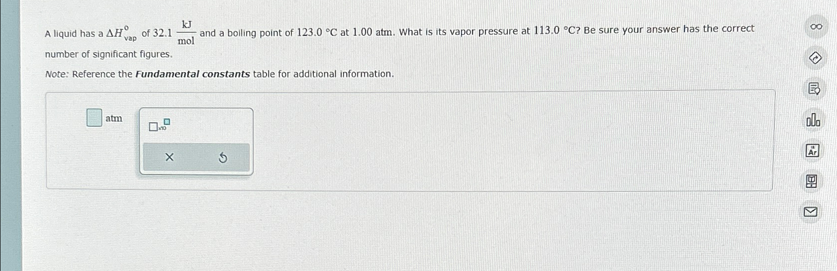 Solved A liquid has a ΔHvap 0 ﻿of 32.1kJmol ﻿and a boiling | Chegg.com