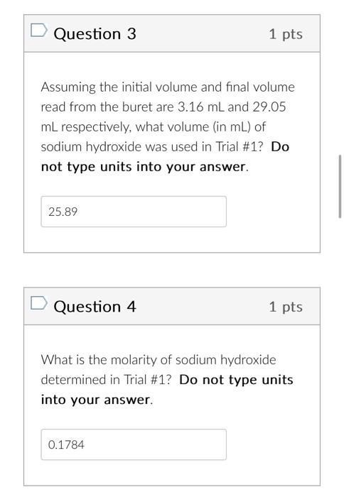 Below is an image of the data from Trial \#2. | Chegg.com