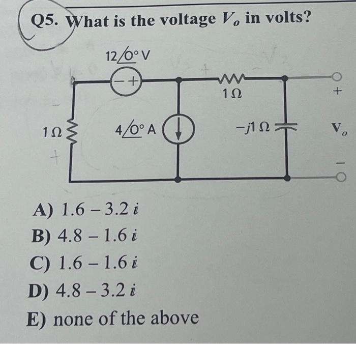 Solved Q5. What is the voltage Vo in volts? | Chegg.com