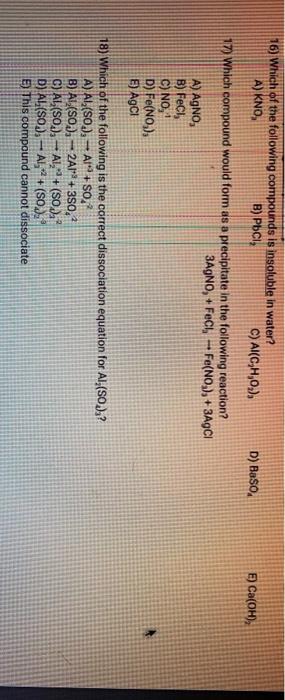 Solved 16) Which of the following compounds is insoluble in | Chegg.com