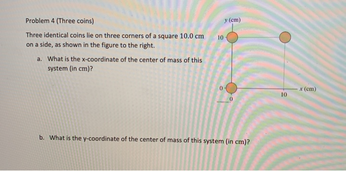 Solved y (cm) 10 Problem 4 (Three coins) Three identical | Chegg.com