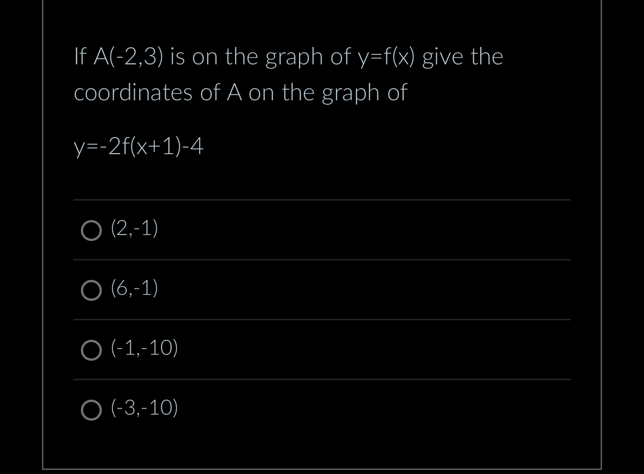 Solved If A(-2,3) ﻿is on the graph of y=f(x) ﻿give the | Chegg.com