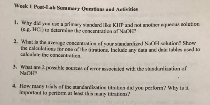 Solved Week 1 Post-Lab Summary Questions and Activities 1. | Chegg.com