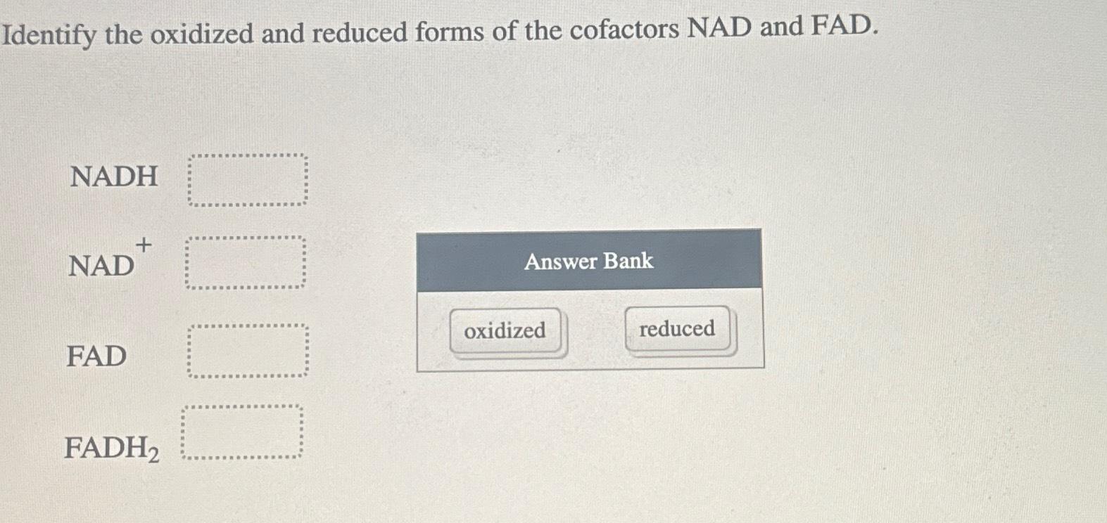 Solved Identify the oxidized and reduced forms of the | Chegg.com