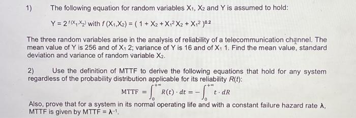 Solved 1) The following equation for random variables X1,X2 | Chegg.com