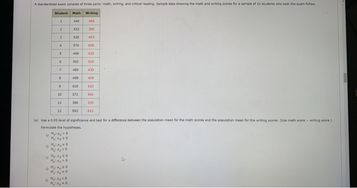 Solved A standardized exam consists of three parts: math, | Chegg.com