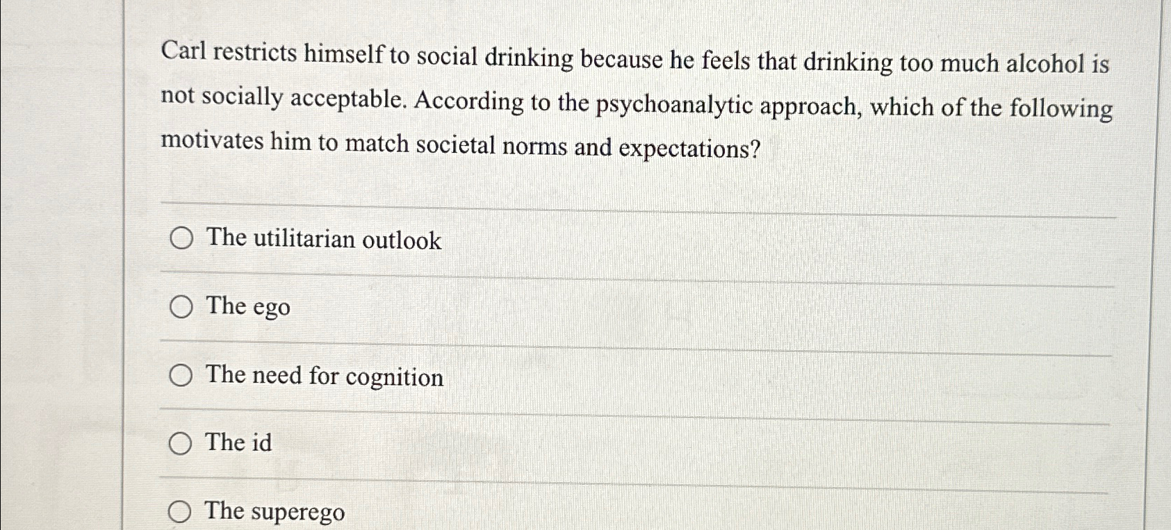 Solved Carl restricts himself to social drinking because he | Chegg.com